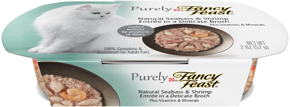 Fancy Feast Purely Natural Seabass and Shrimp Entree Cat Food Tray ...